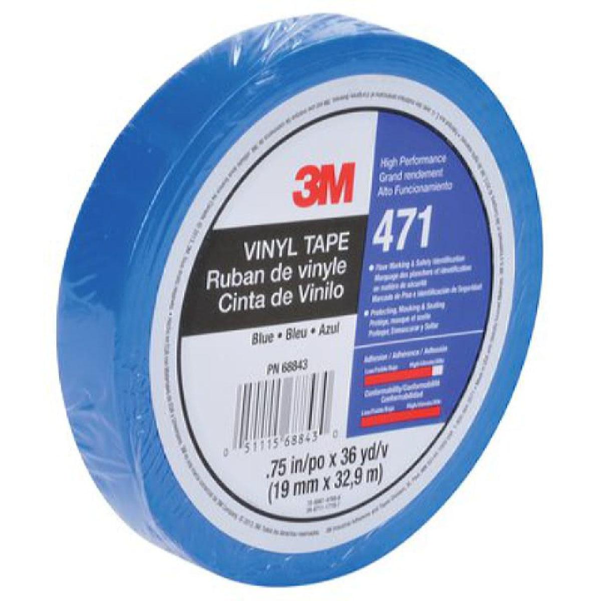 3M Vinyl Marking Tape, 471 Series, 5.2 mil, 1.000" x 36 yds