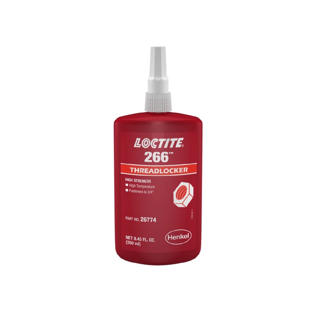 Loctite Threadlocker, 266 Series, High Strength, Orange